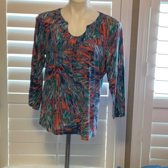 Ruby Rd. | Tops | Ruby Rd Blue Red Graphic Blouse | Poshmark